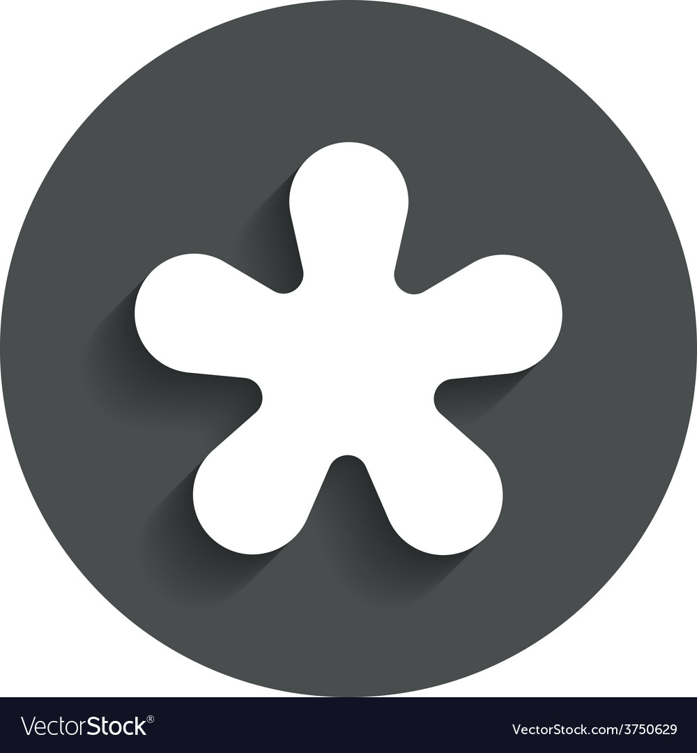 Asterisk footnote sign icon star symbol Royalty Free Vector