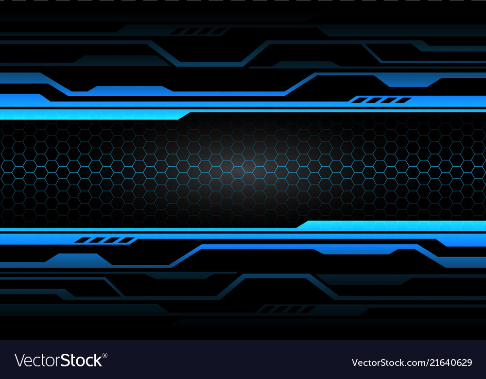 Blue Light Circuit On Black With Hexagon Mesh Vector Image