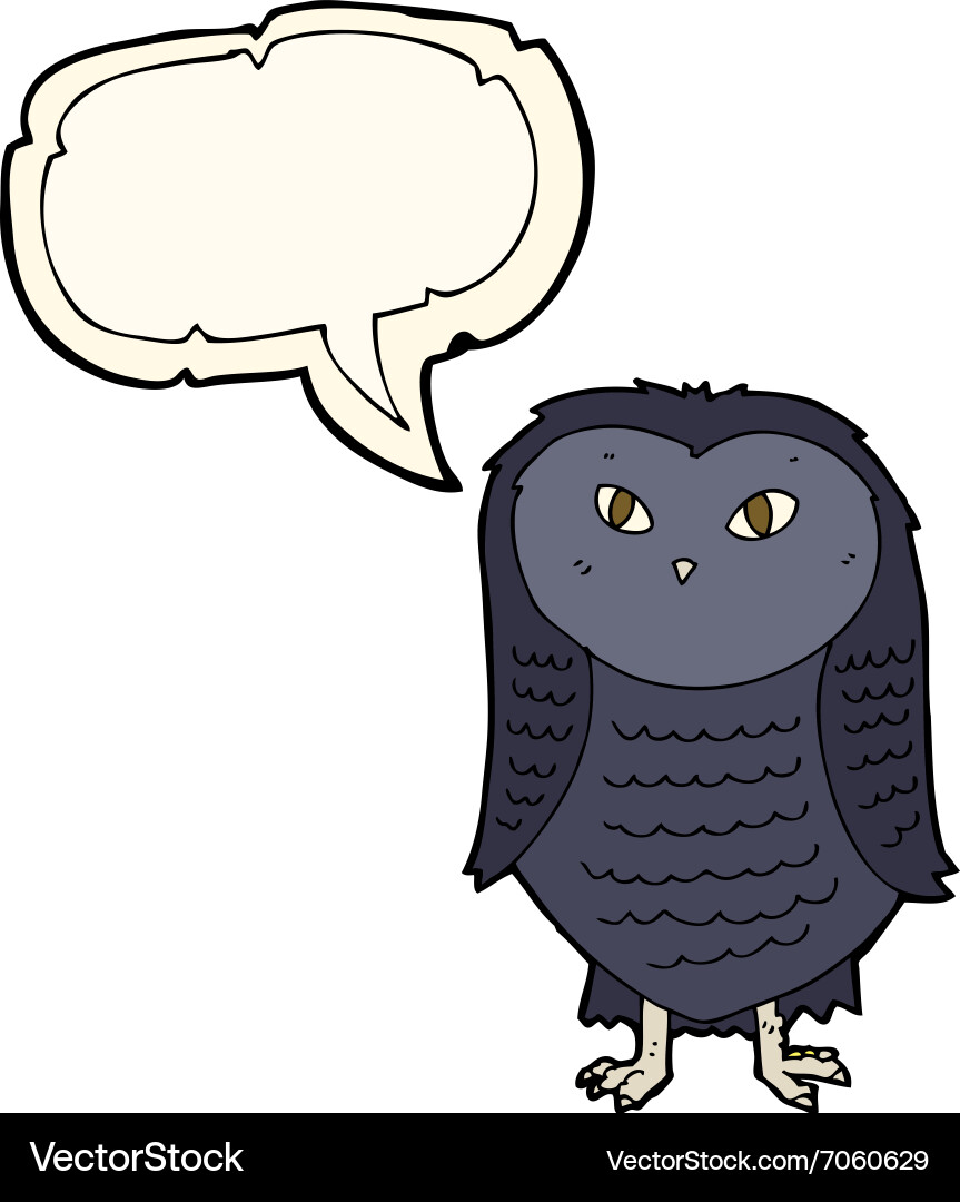 Cartoon owl with speech bubble Royalty Free Vector Image