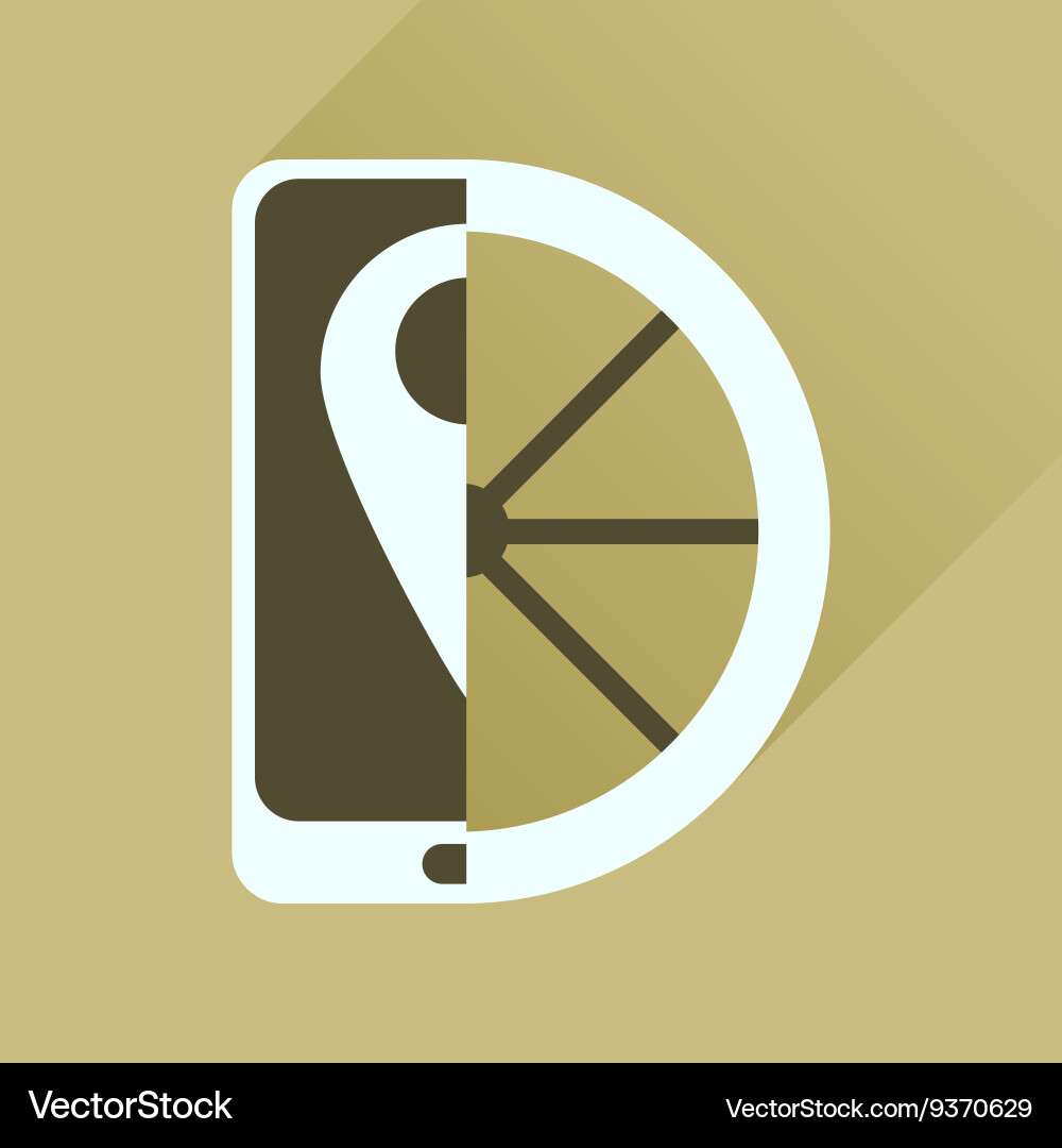 Flat icon with long shadow mobile phone wheel Vector Image
