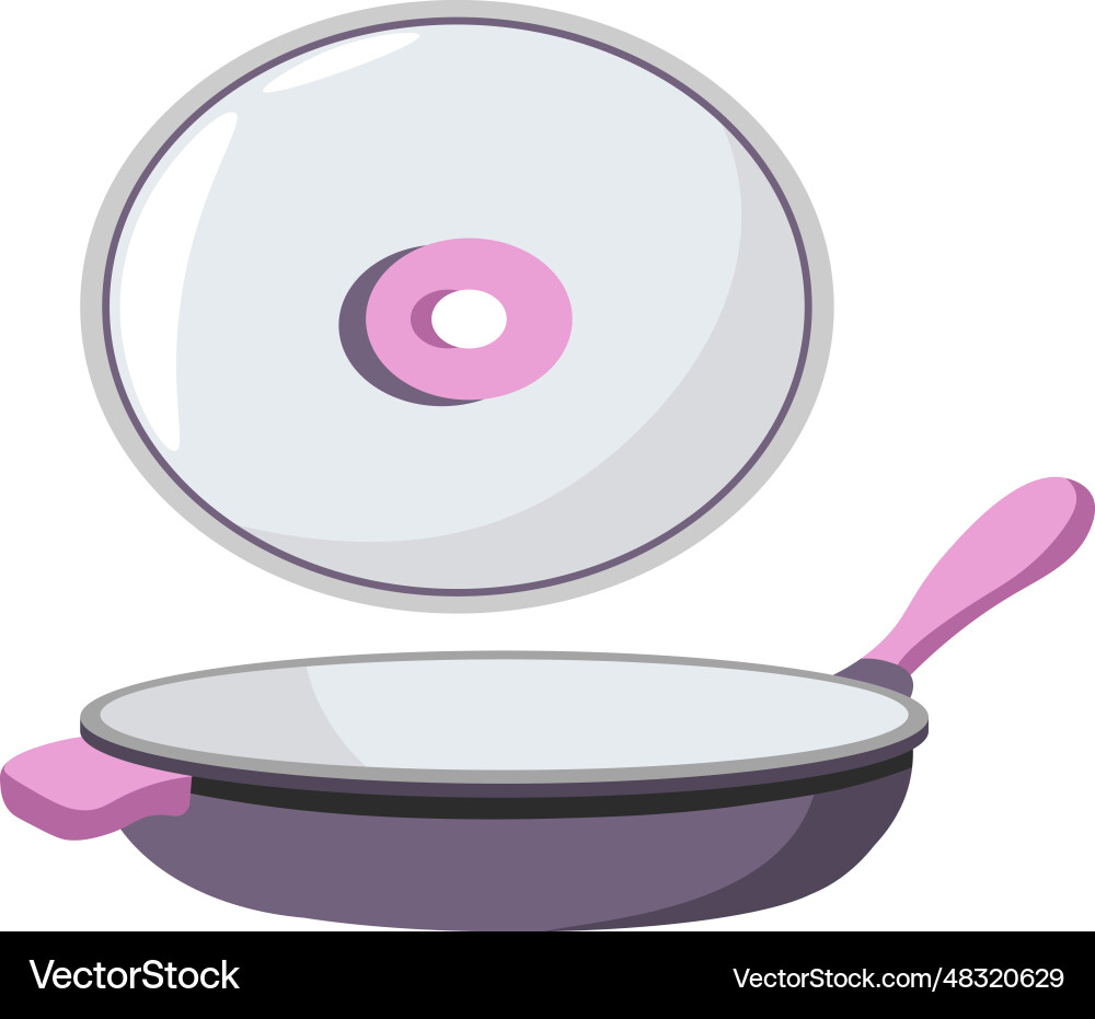 Frying pan kitchenware bowl skillet with lid cap Vector Image