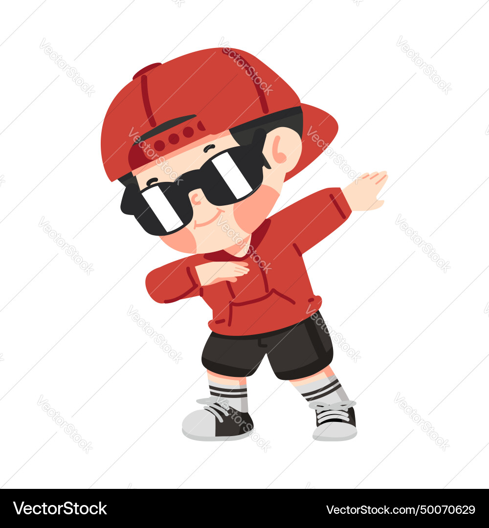 Kid boy posing as dab cartoon Royalty Free Vector Image