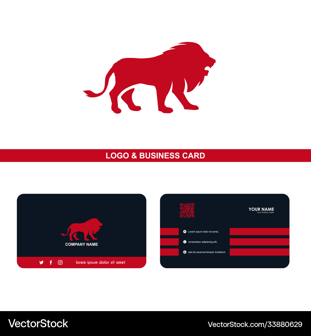 Lion logo business card design concept template Vector Image