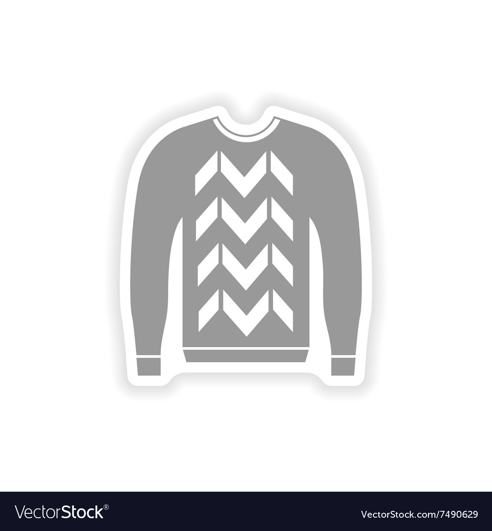 Stylish Paper Sticker On White Background Sweater Vector Image