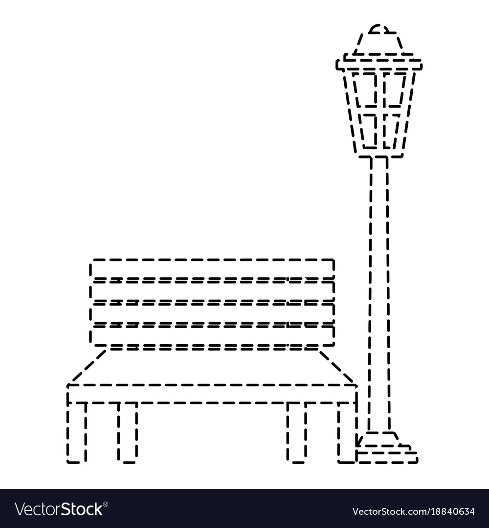 Bench and lamp park decoration elements Royalty Free Vector