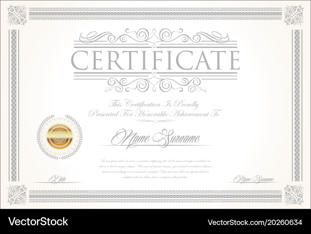 Certificate or diploma retro vintage design Vector Image