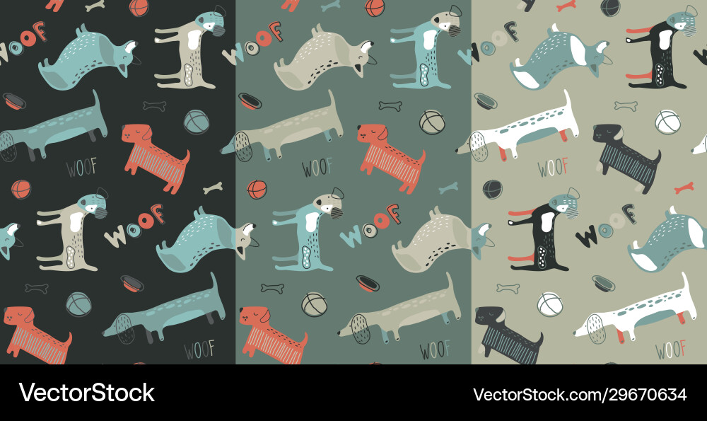 Collection three seamless patterns Royalty Free Vector Image
