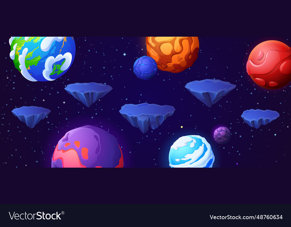 Floating Platform Space Game Level Ui Background Vector Image