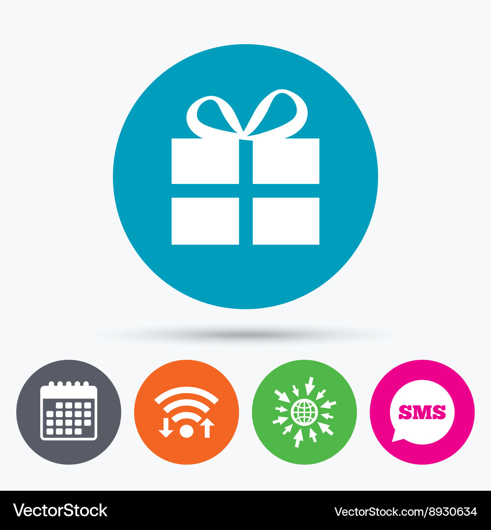 Gift box sign icon present symbol Royalty Free Vector Image