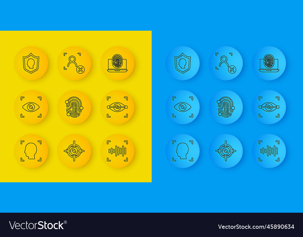 Set line face recognition eye scan fingerprint Vector Image Set line face recognition eye scan fingerprint Vector Image