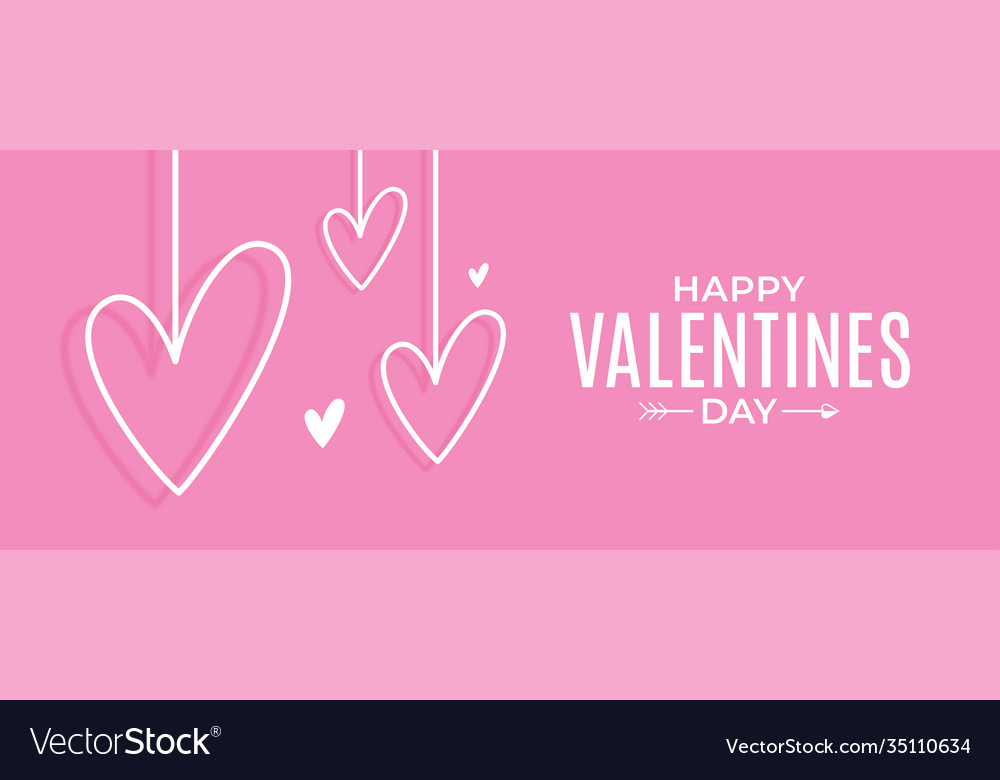 Valentines day banner valentines hearts on pink Vector Image
