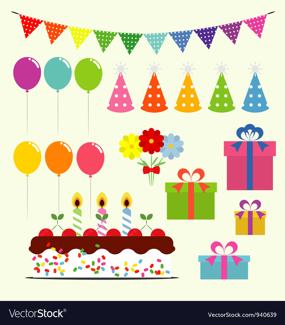 Birthday Celebration Elements Royalty Free Vector Image 