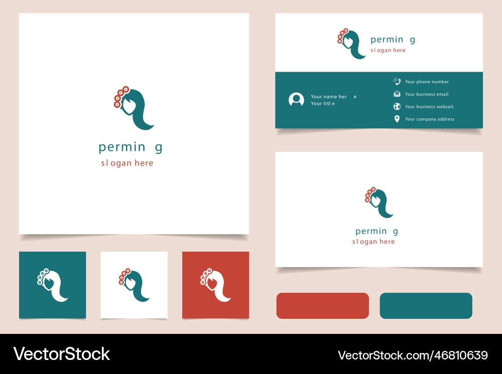 Perming logo design with editable slogan branding Vector Image