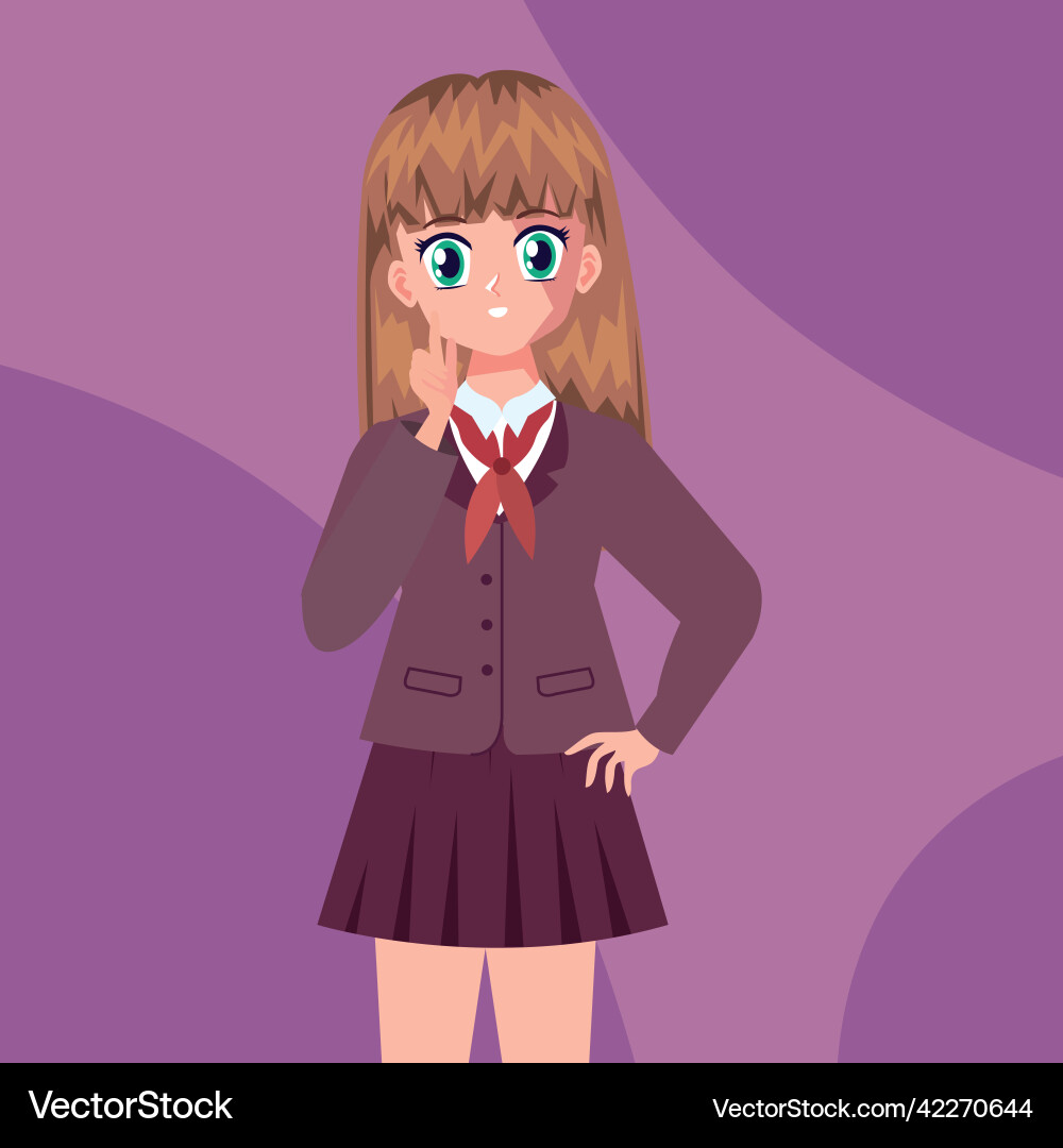 Girl wearing uniform redwine Royalty Free Vector Image