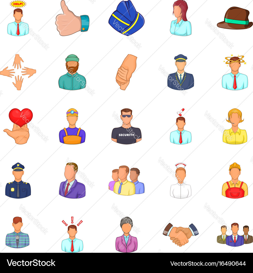 Labor resources icons set cartoon style Royalty Free Vector