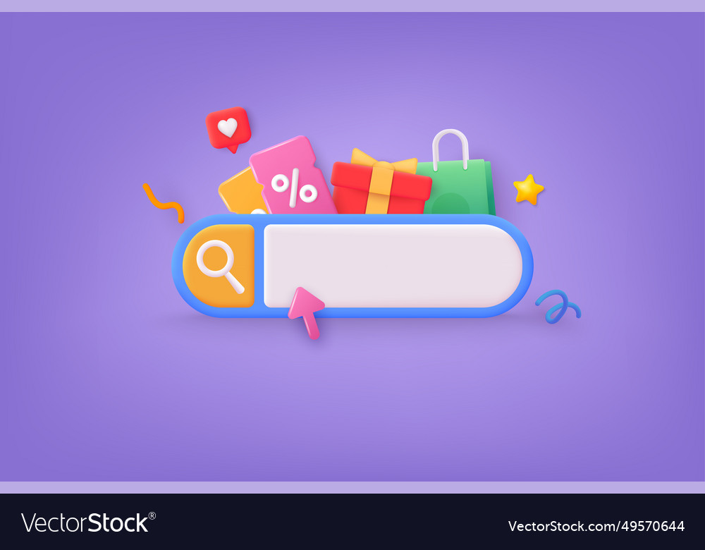 Search bar design element for ui 3d Royalty Free Vector