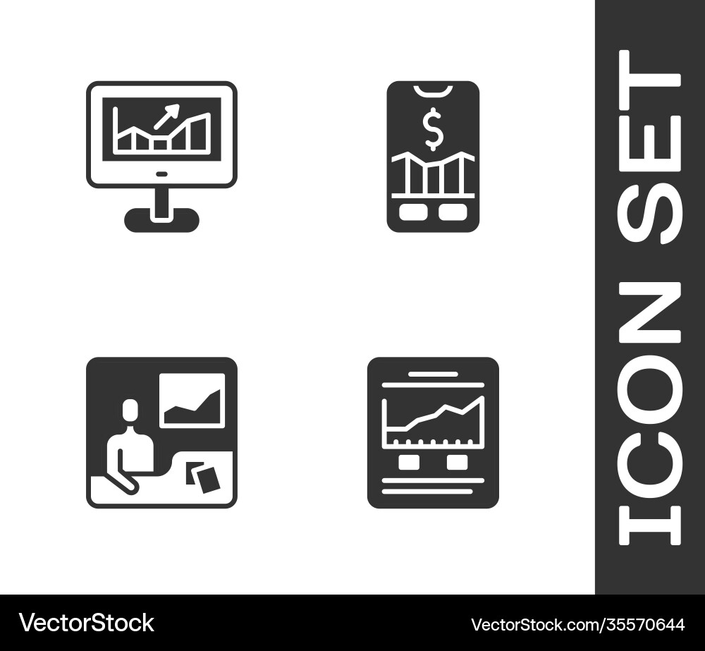 Set website with growth graph computer trading Vector Image