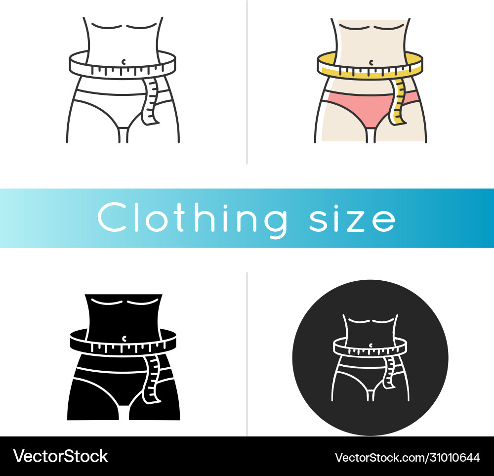 Waist circumference icon linear black and rgb Vector Image