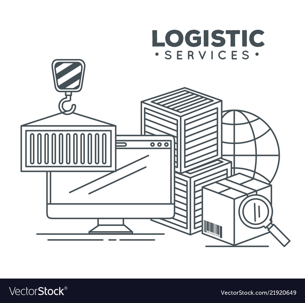 Logistic services with computer Royalty Free Vector Image