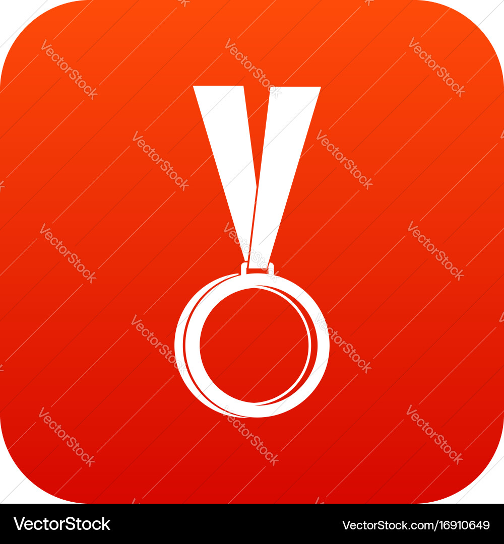 Medal icon digital red Royalty Free Vector Image