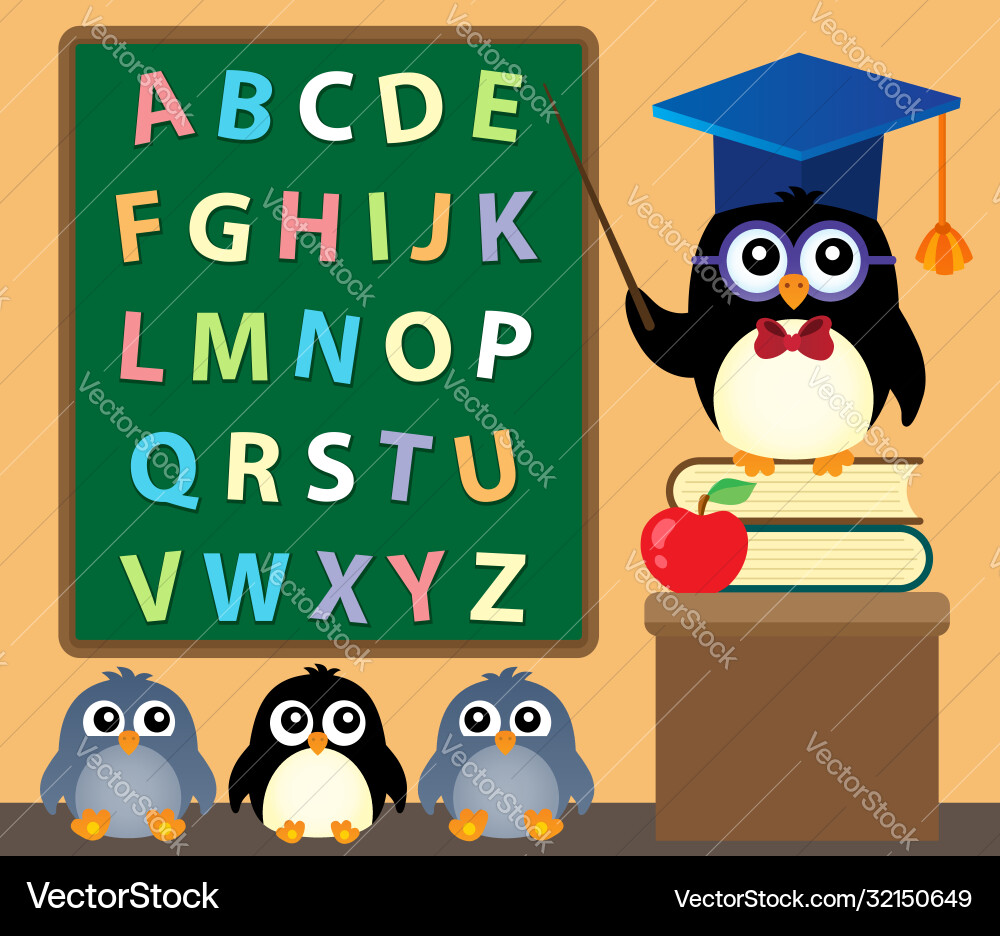 School penguins theme image 3 Royalty Free Vector Image