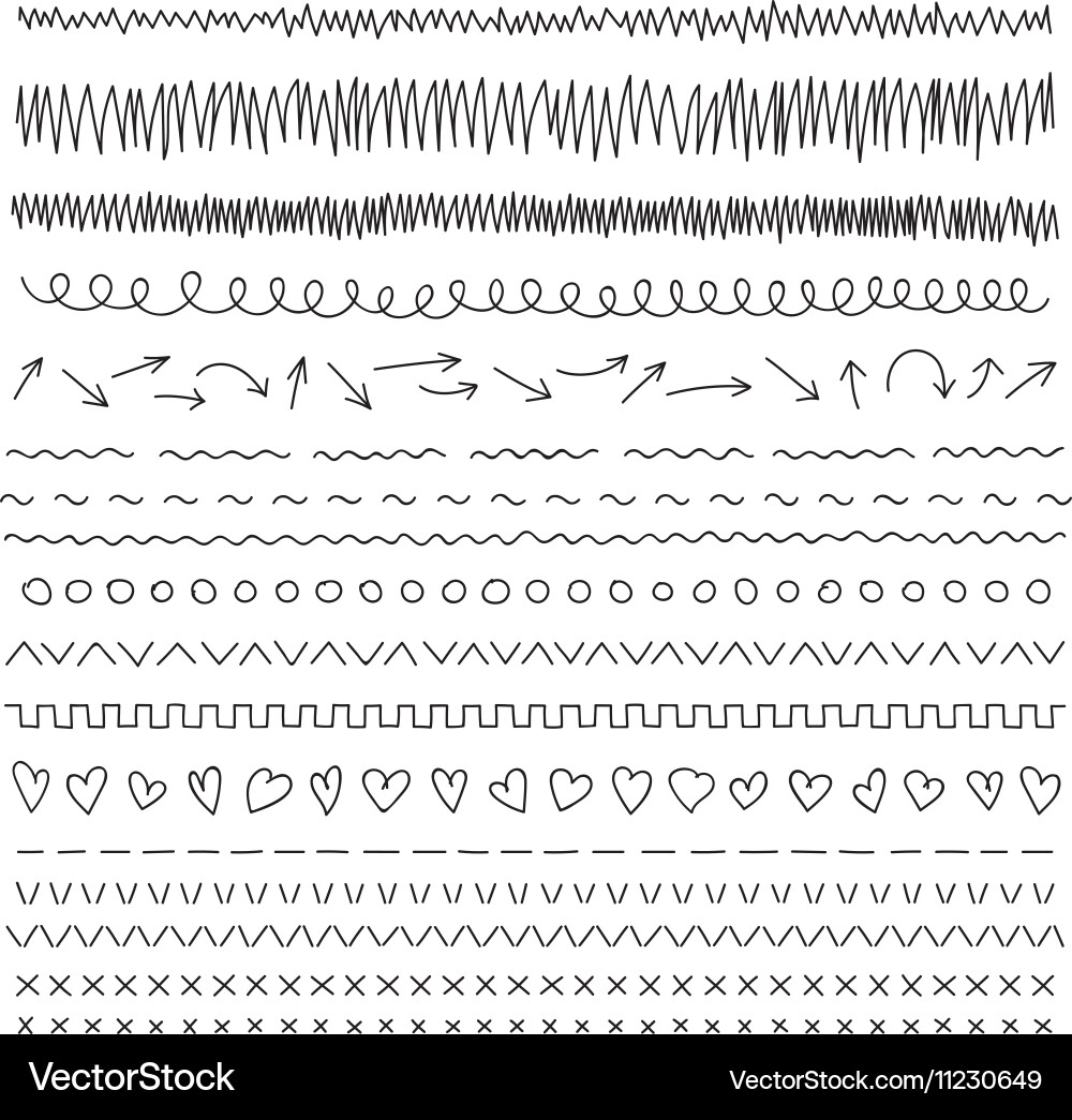 Set of hand drawn elements borders dividers Vector Image