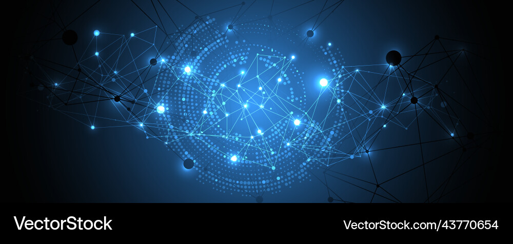 Polygonal science background with connecting dots Vector Image