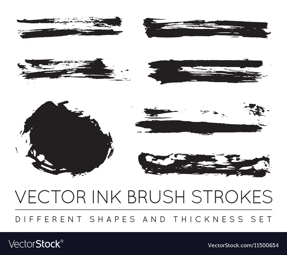 Set of black pen ink brush strokes grunge ink Vector Image