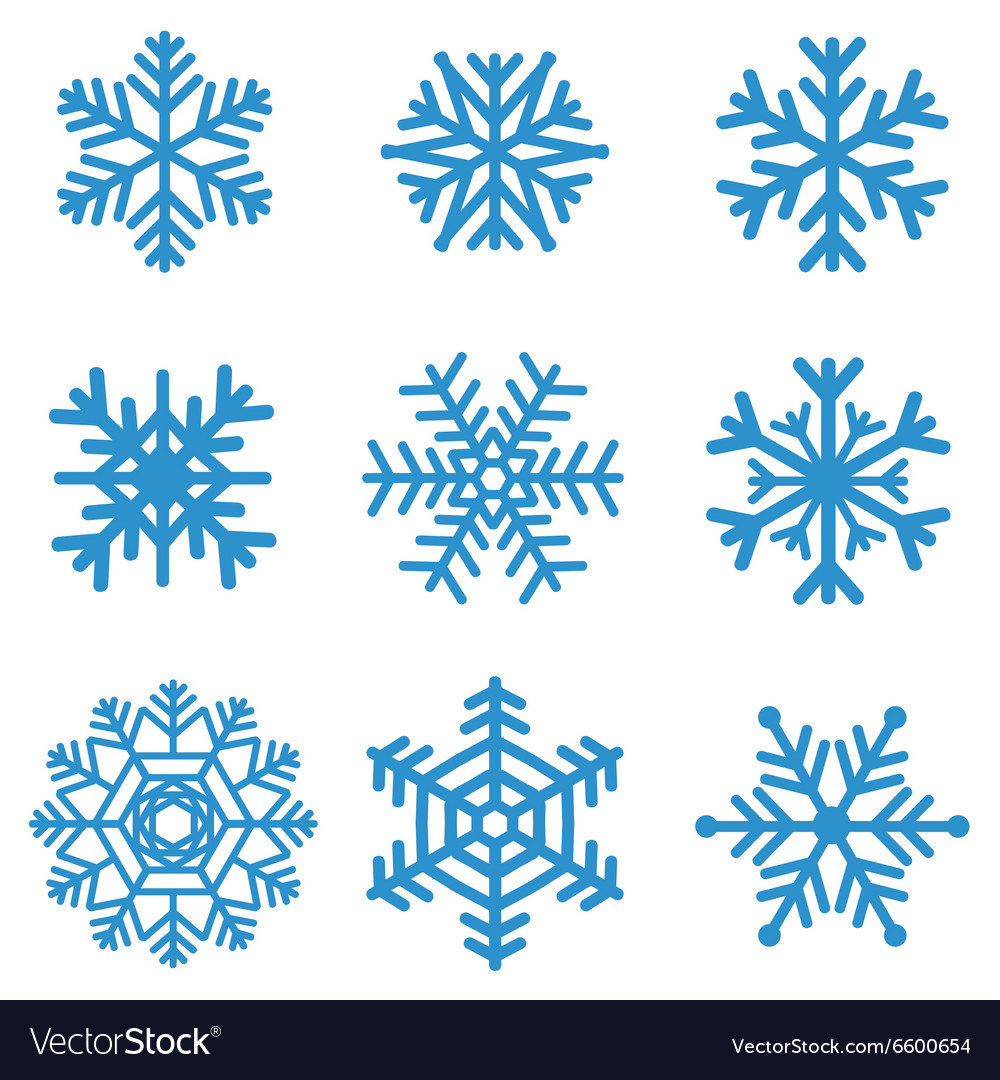 Set of blue snowflakes Royalty Free Vector Image