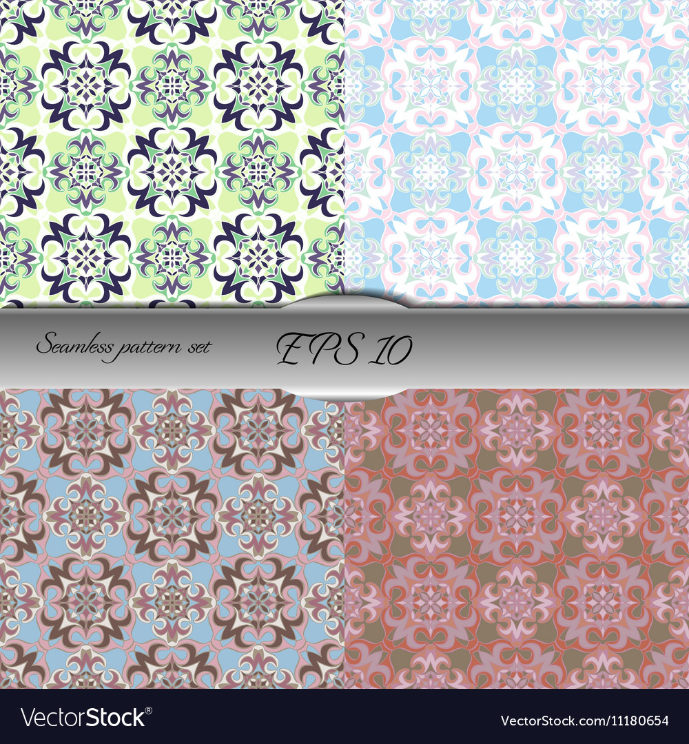 Set of elegant seamless patterns with floral Vector Image