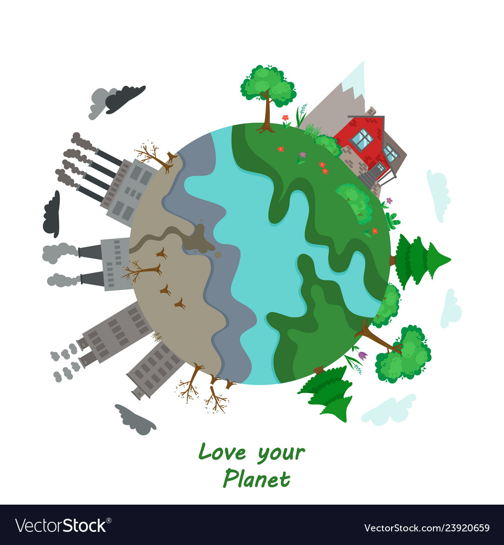 Ecosystem and pollution background Royalty Free Vector Image