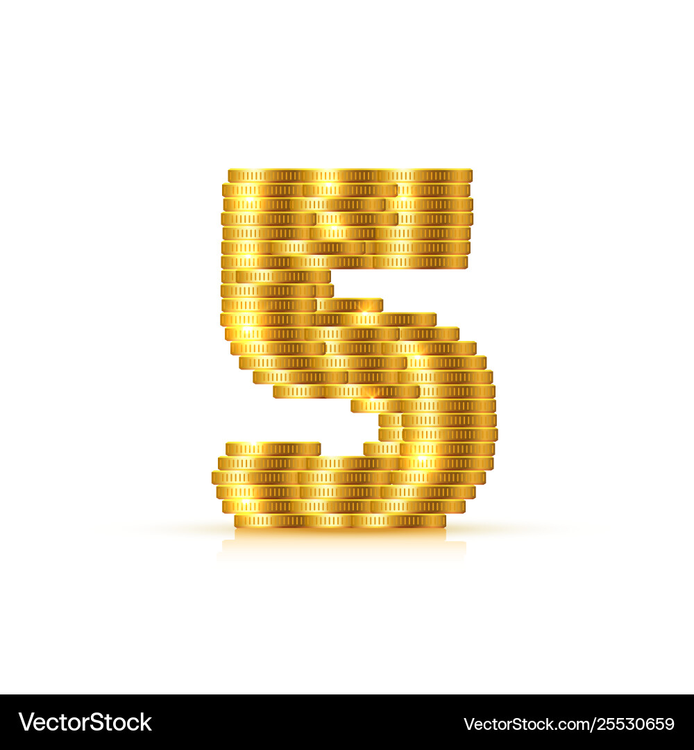 Font style made golden coins Royalty Free Vector Image
