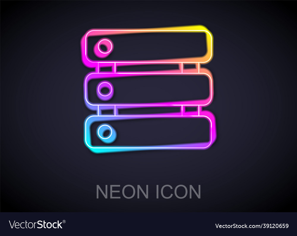 Glowing neon line server data web hosting icon Vector Image