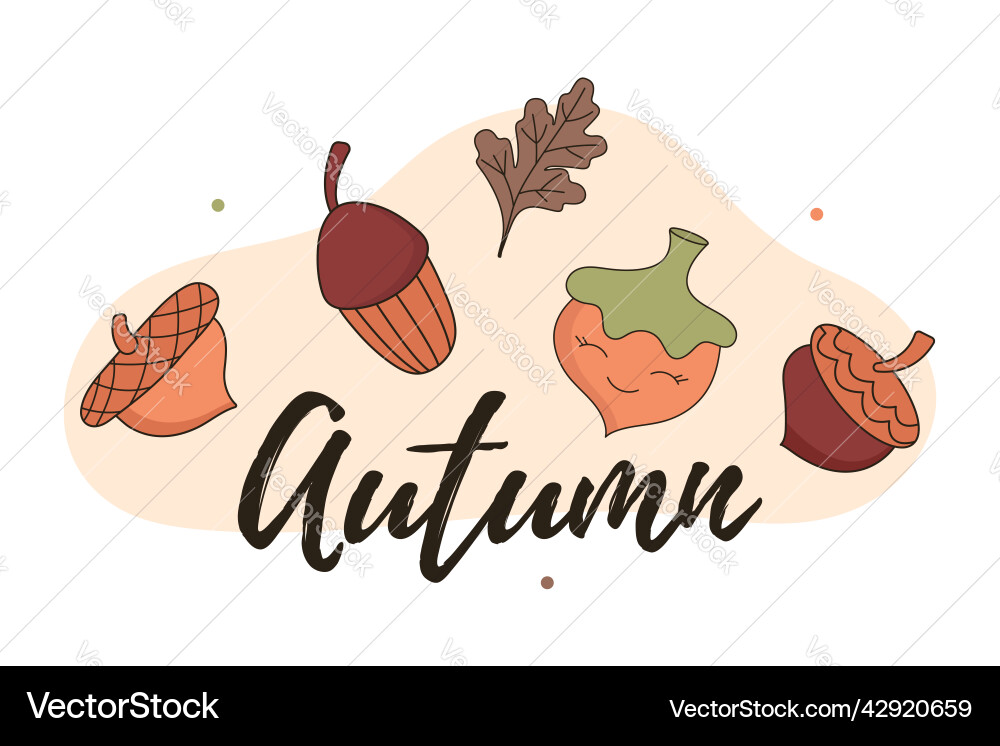 Inscription autumn with design forest elements Vector Image