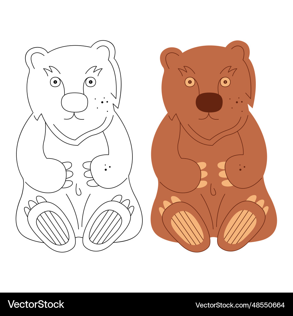 A small set with bears black and white color Vector Image