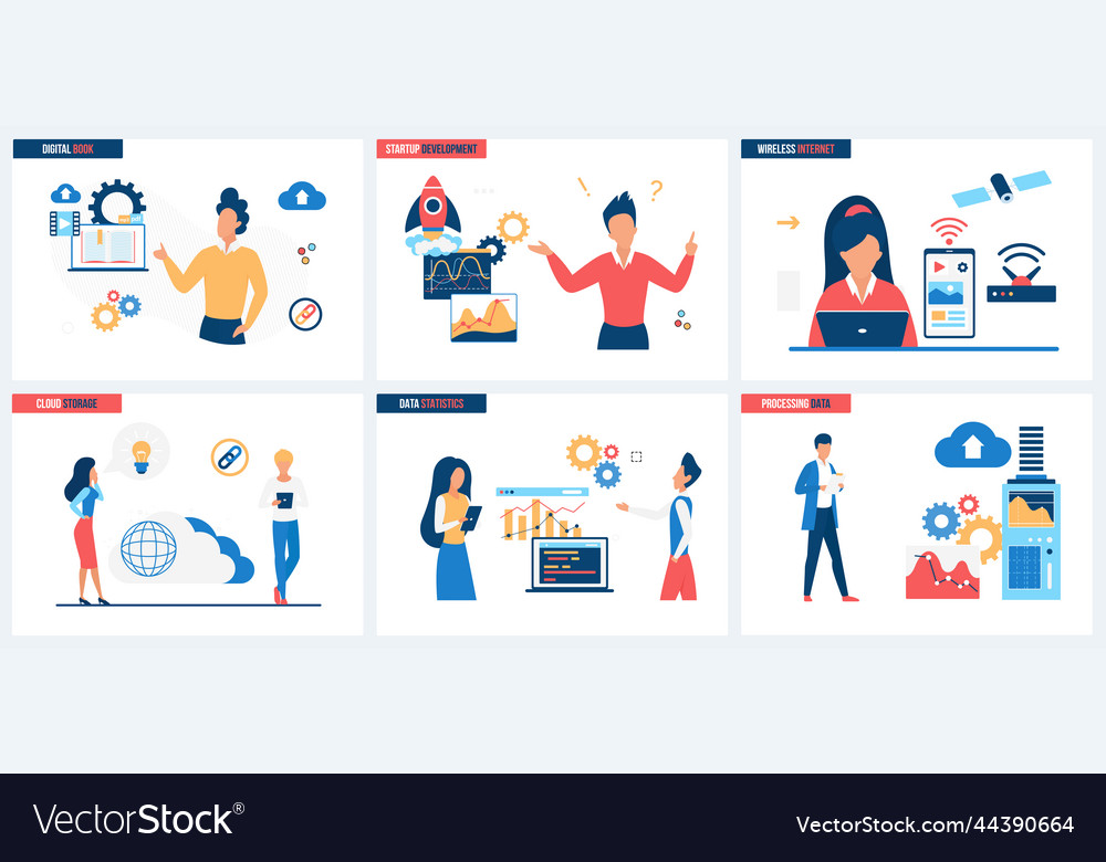 Communication technology tech solution set Vector Image