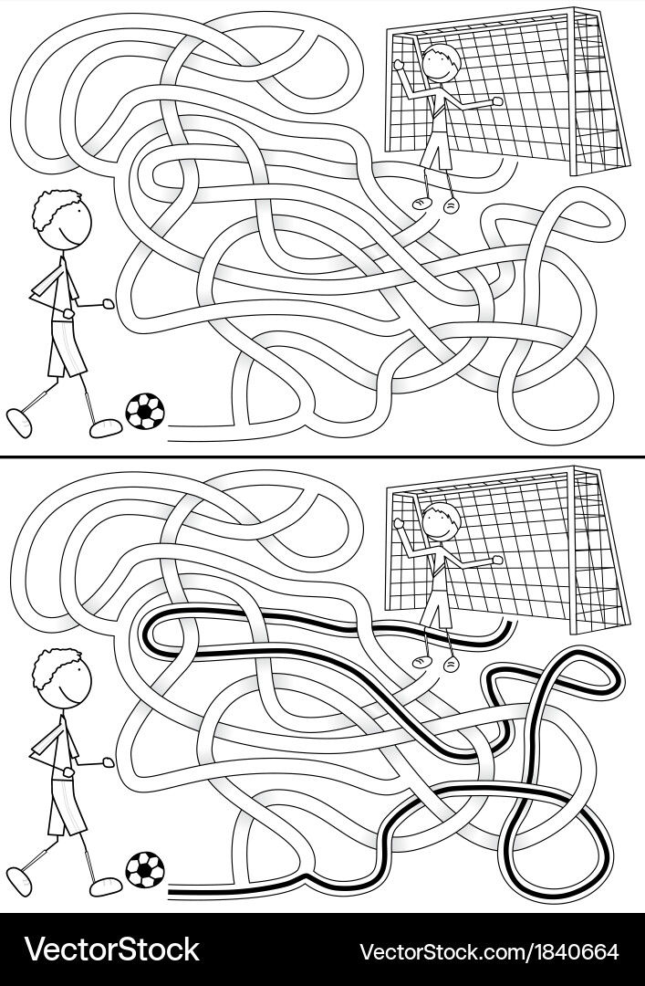 Football maze Royalty Free Vector Image - VectorStock