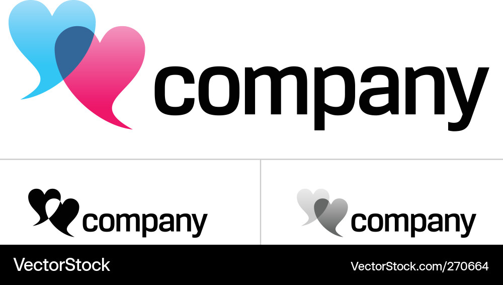 Two hearts logo Royalty Free Vector Image - VectorStock