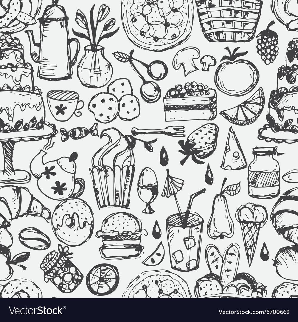 Hand drawn seamless pattern for kitchen theme Vector Image