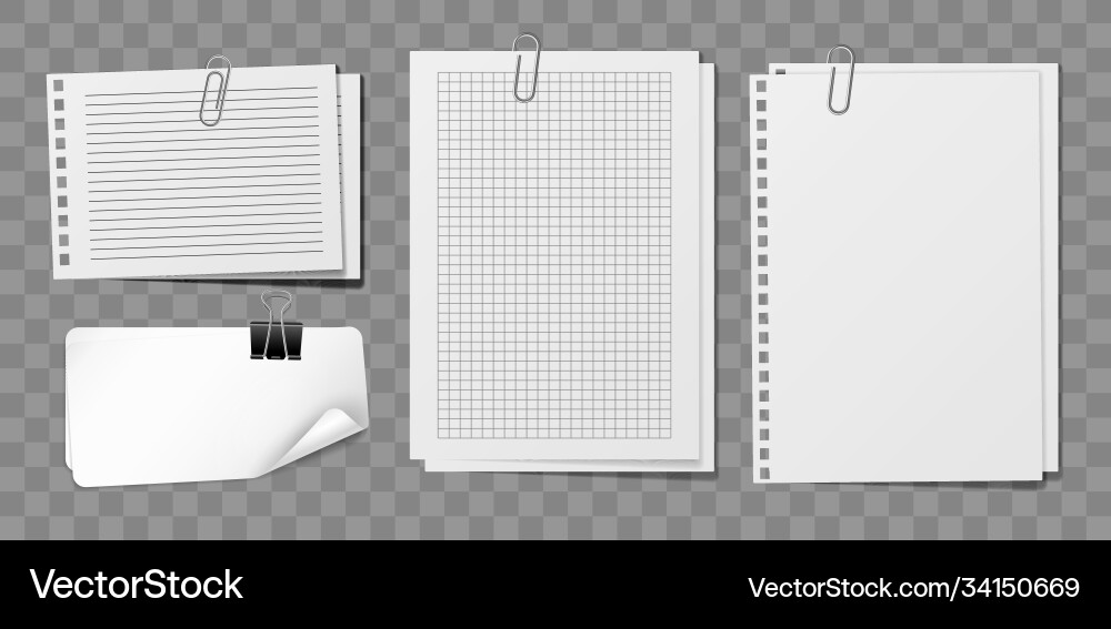Notepaper sheets with holder and clip white Vector Image
