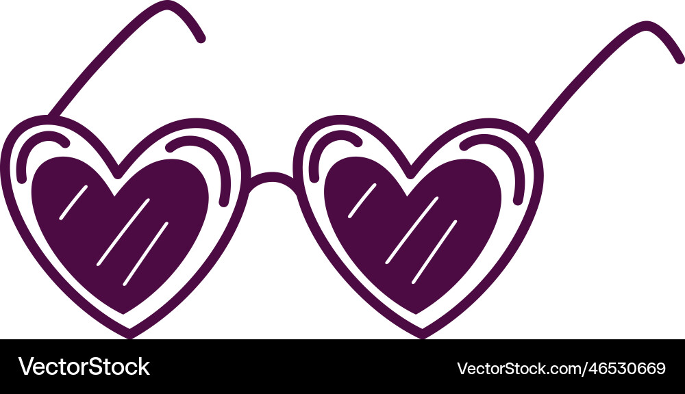 Sunglasses heart shape doodle Royalty Free Vector Image
