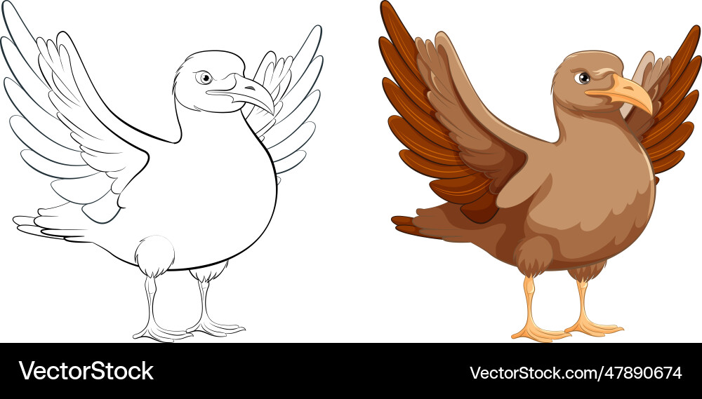 Bird standing with wings Royalty Free Vector Image