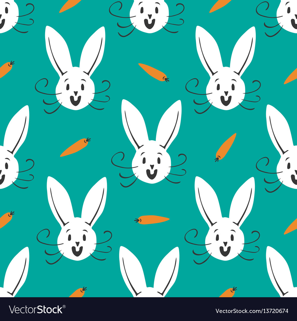 Cute bunny seamless pattern hand drawn Royalty Free Vector