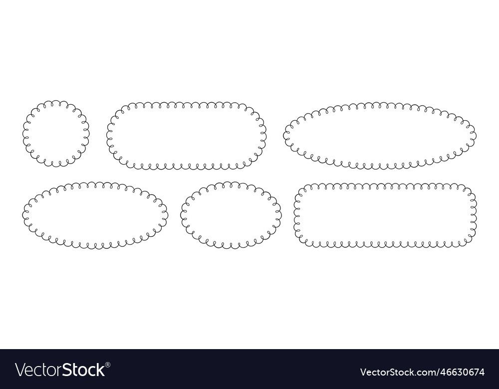Doodle circle and oval scalloped frames hand Vector Image