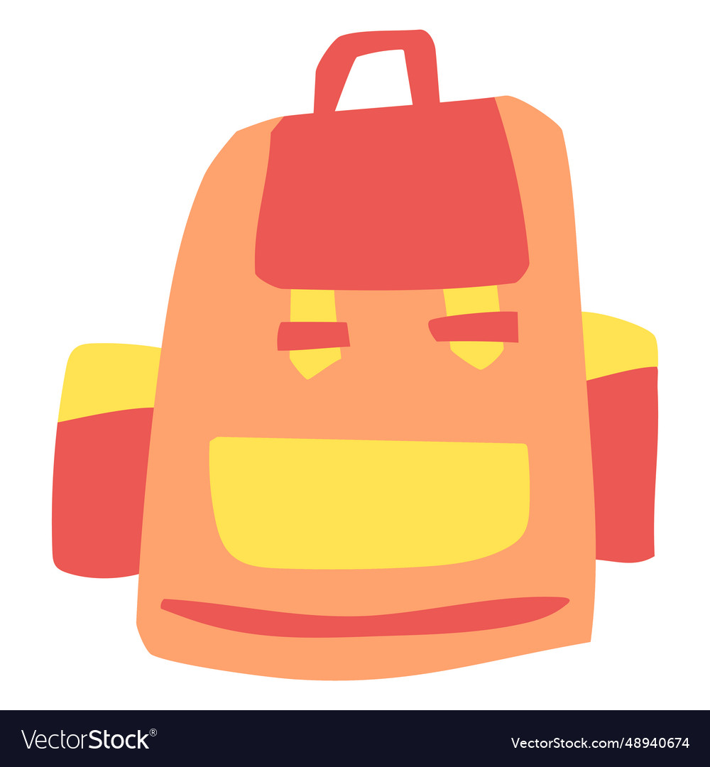 Orange backpack flat Royalty Free Vector Image