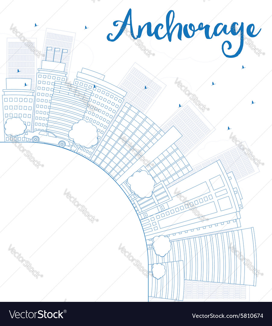 Outline Anchorage Alaska Skyline Royalty Free Vector Image Outline Anchorage Alaska Skyline Royalty Free Vector Image