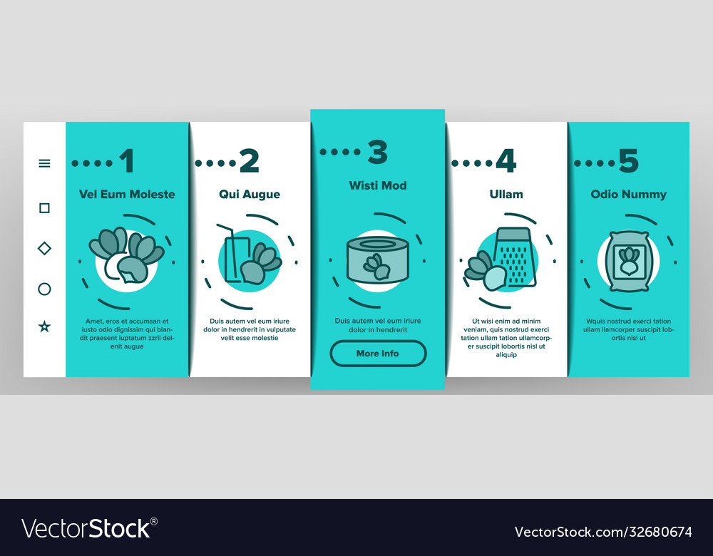 Turnip agricultural vegetable onboarding icons set Turnip agricultural vegetable onboarding icons set