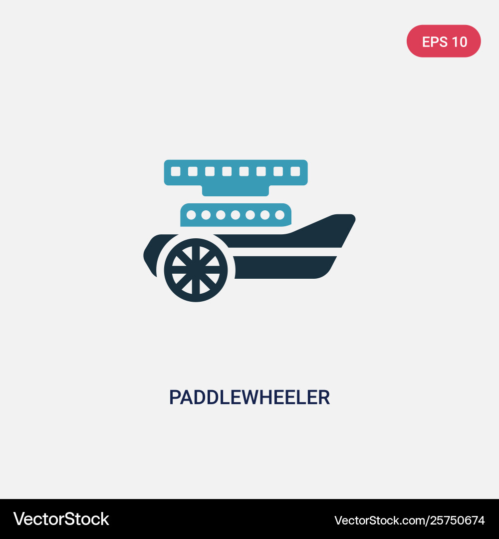 Two color paddlewheeler icon from transportation Vector Image