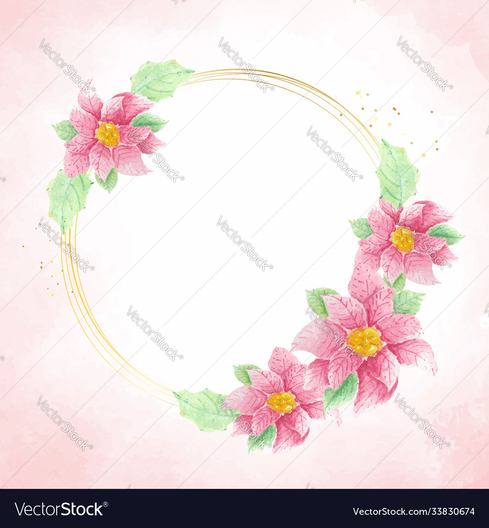 Watercolor poinsettia christmas flower wreath Vector Image