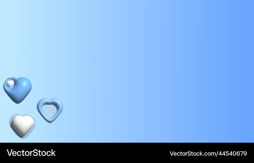 Aesthetic cute 3d blue heart shape on gradient Vector Image